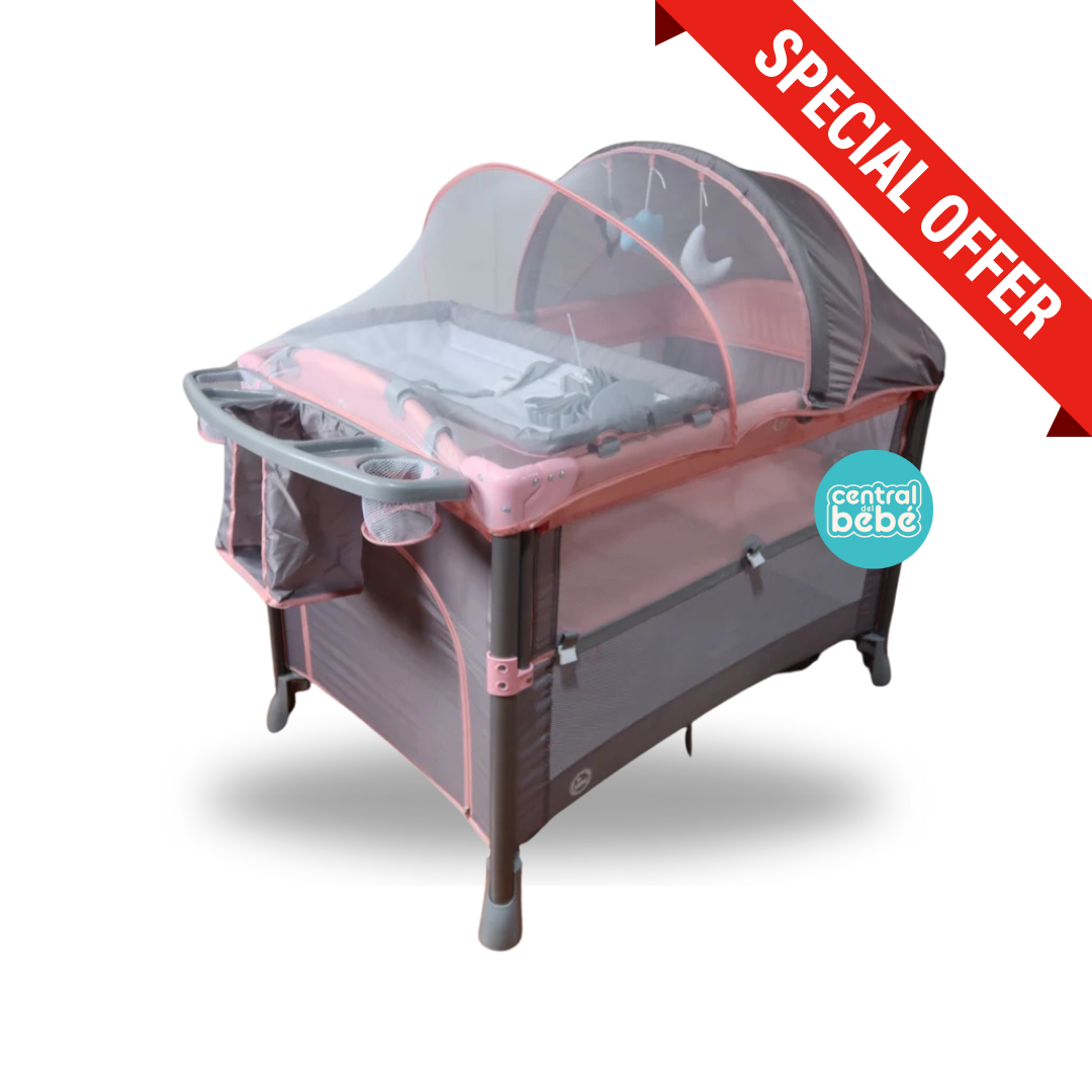 Corral Colecho Explorer Bemom Rosa / Gris – Central del Bebé